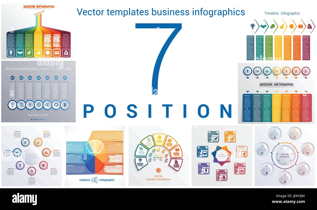 Set colorful templates for infographic 7 positions Stock Vector Image ...