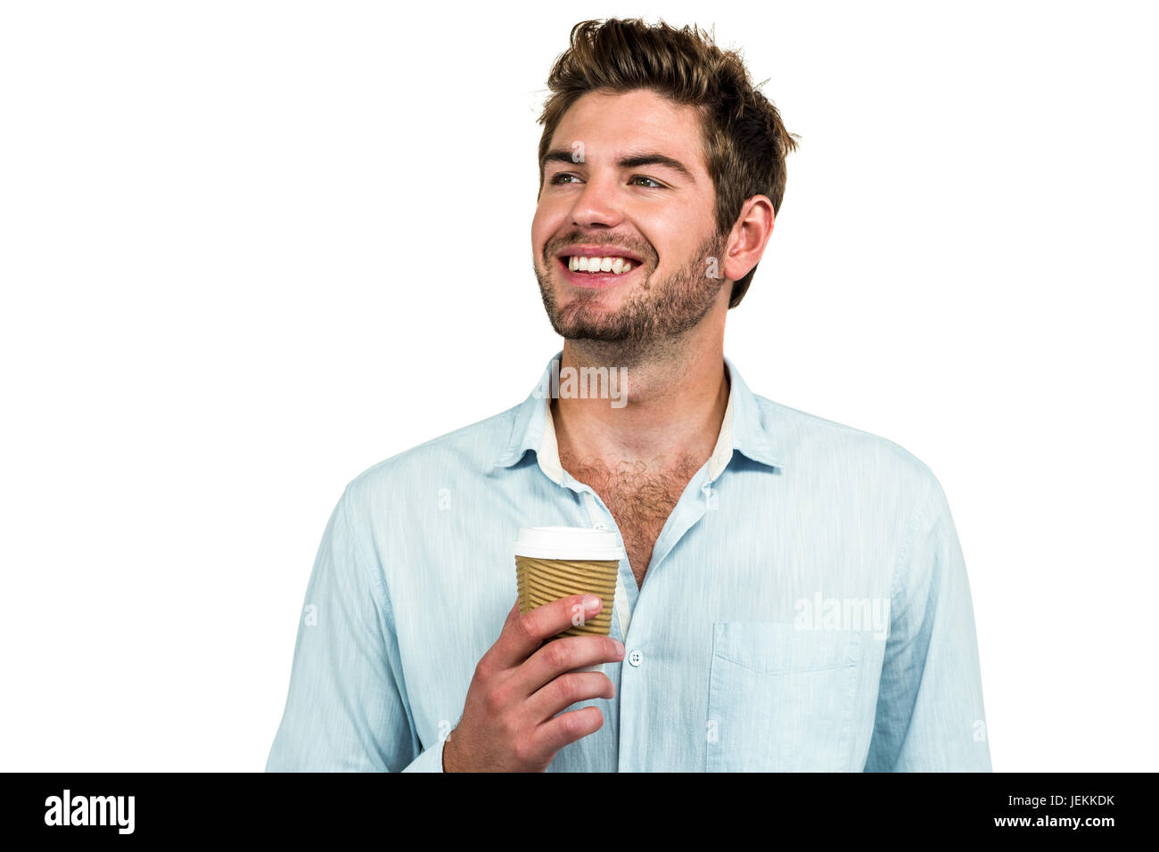Smiling man with disposable cup Stock Photo - Alamy