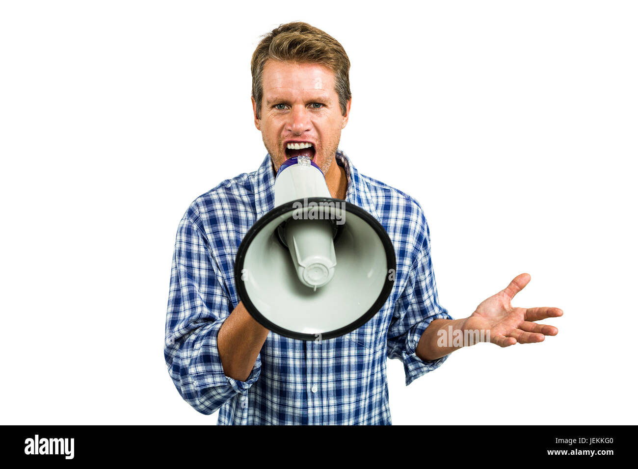 Man shouting through megaphone High Resolution Stock Photography and ...