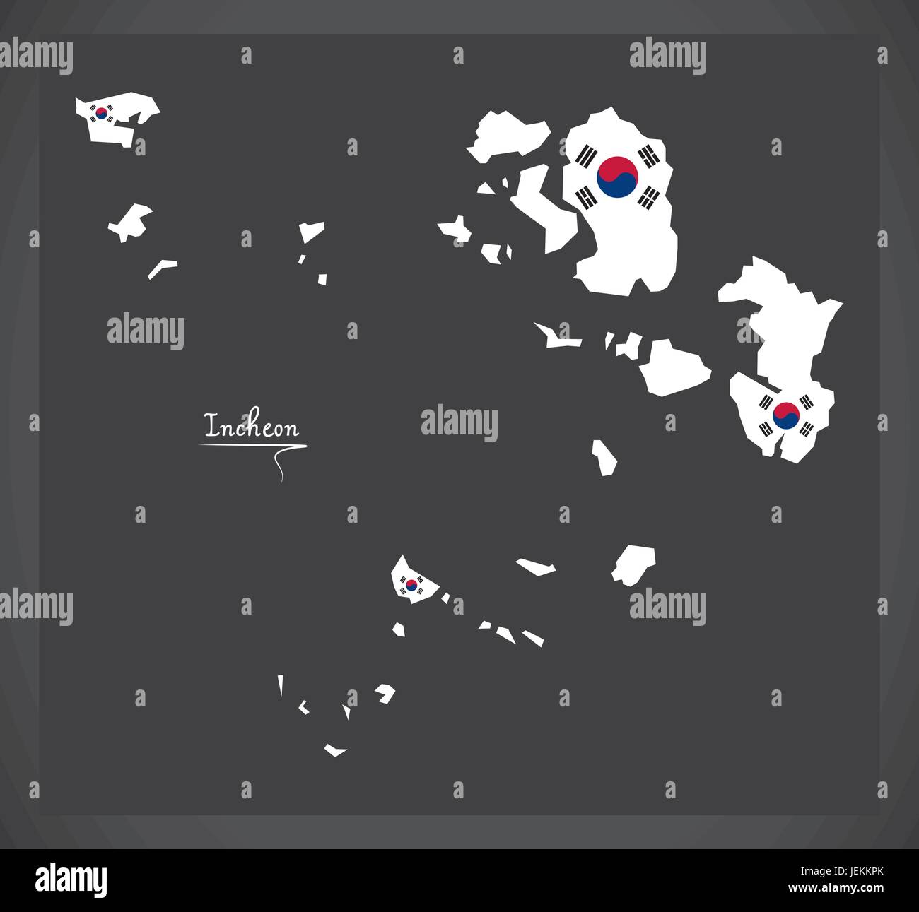 Incheon map with South Korean national flag illustration Stock Vector ...