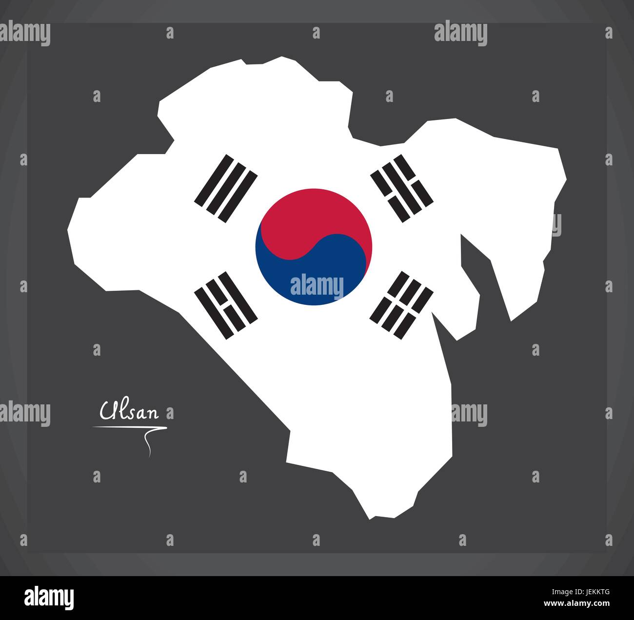 Ulsan map with South Korean national flag illustration Stock Vector ...
