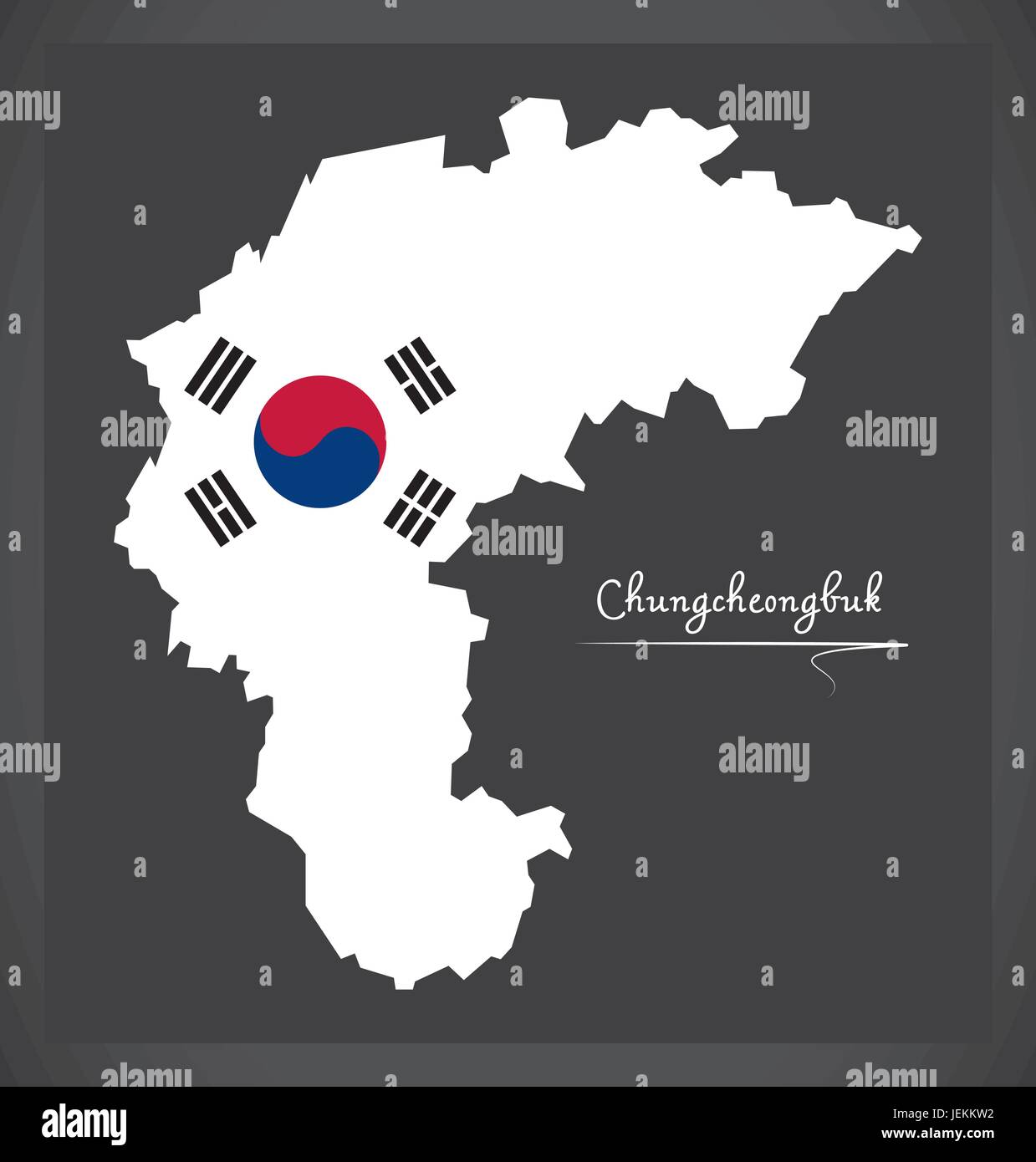 Chungcheongbuk map with South Korean national flag illustration Stock ...