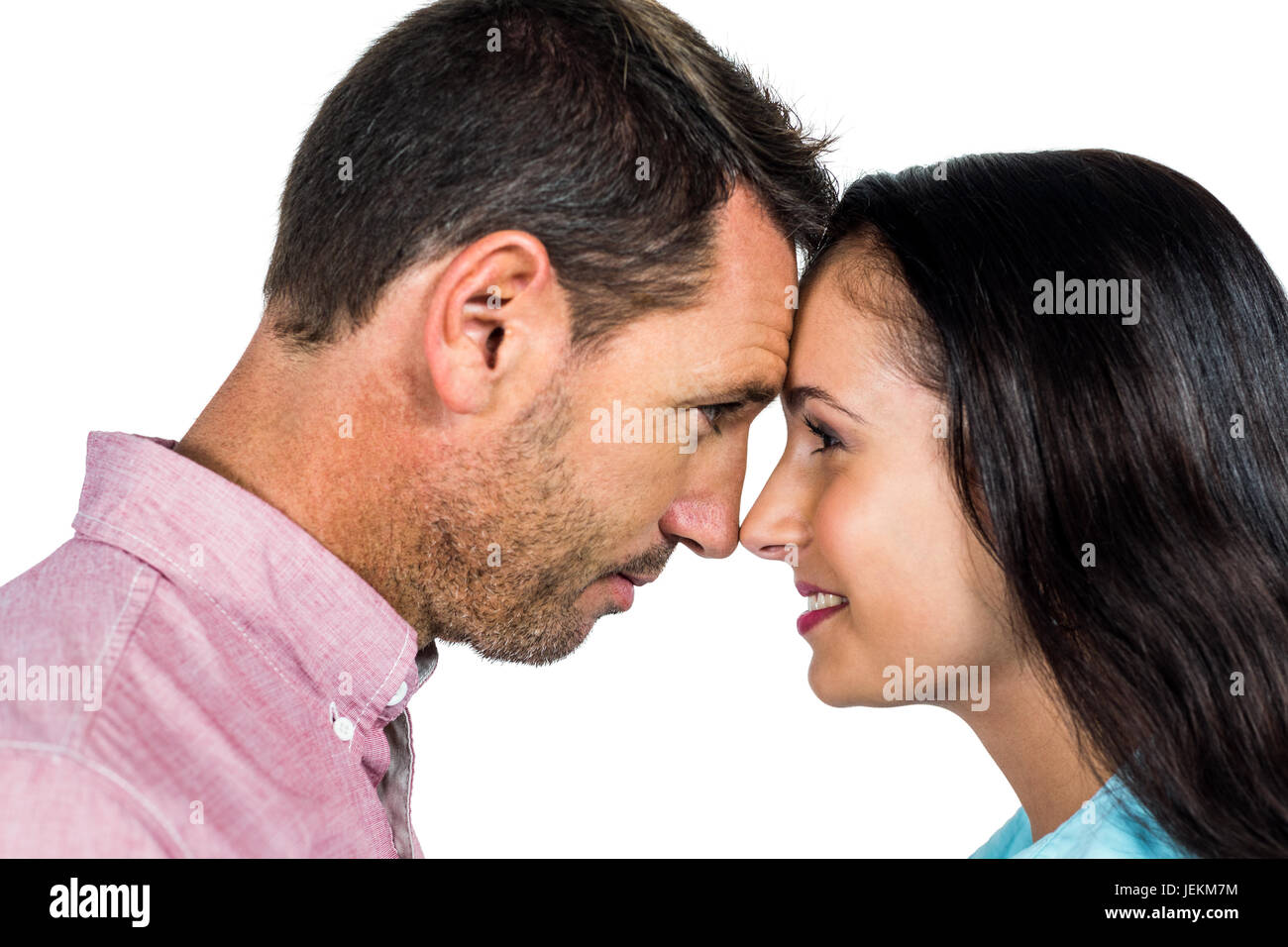Smiling couple nose-to-nose Stock Photo - Alamy