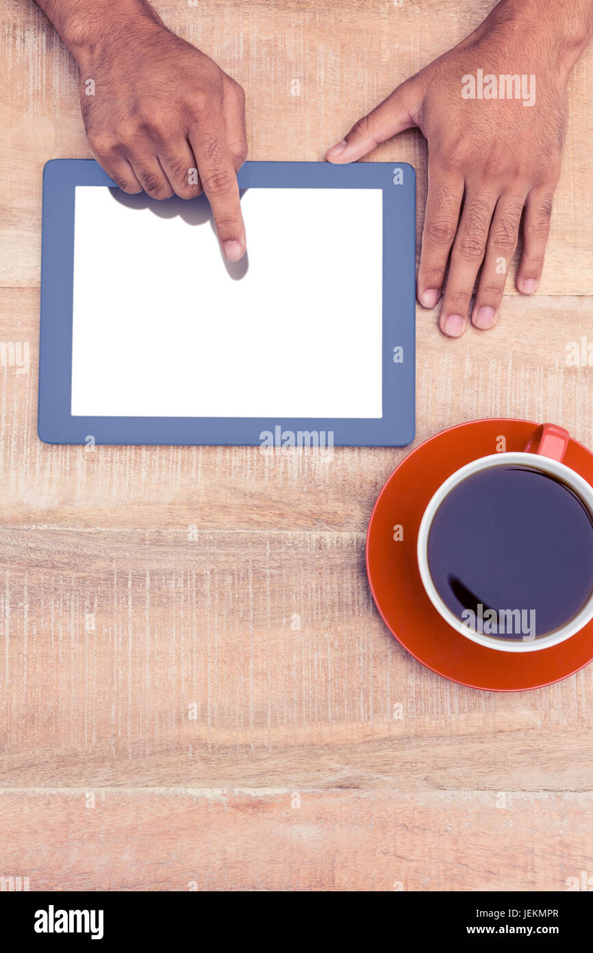 Using tablet hand wood hi-res stock photography and images - Alamy