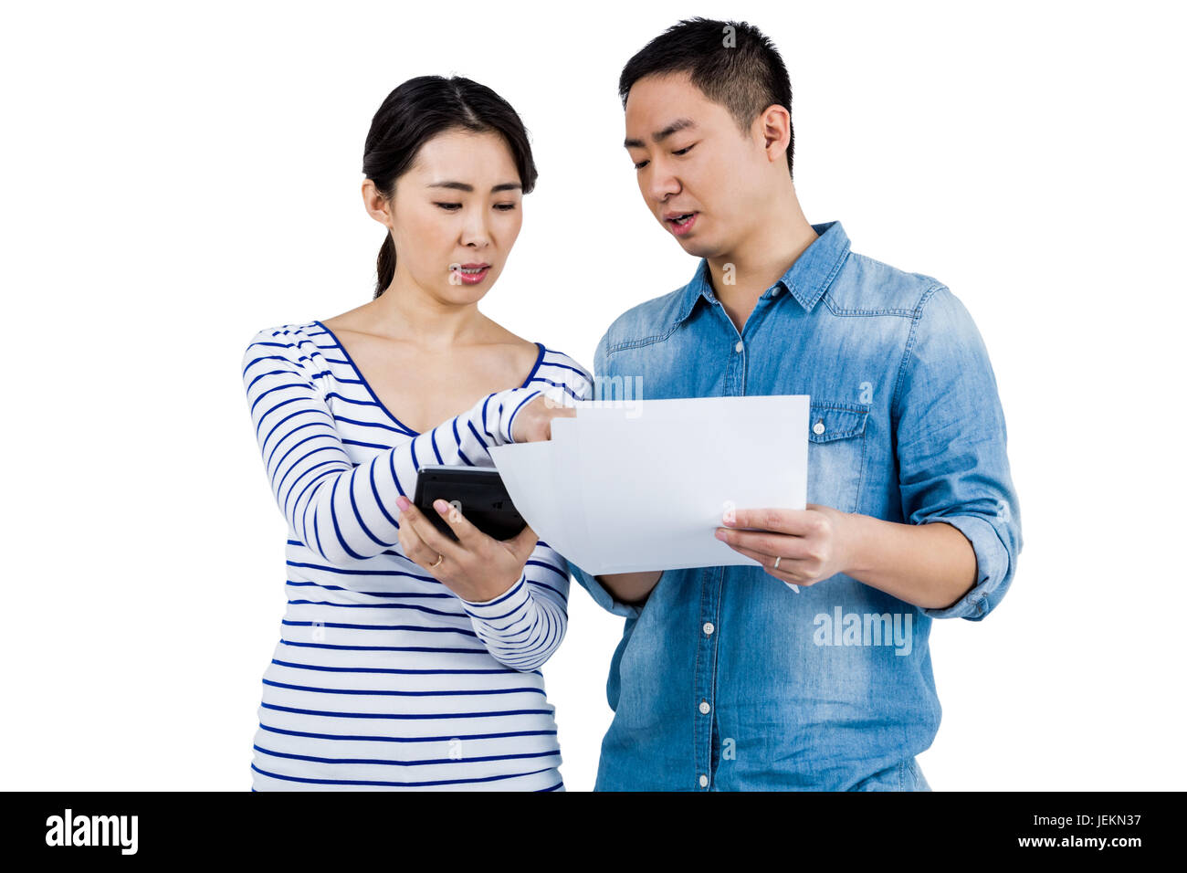 Serious couple discussing Stock Photo - Alamy