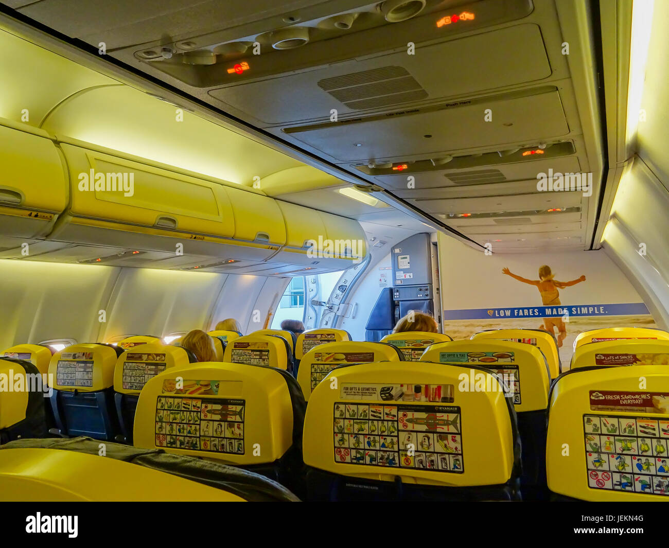 Ryanair flight cabin hi-res stock photography and images - Alamy