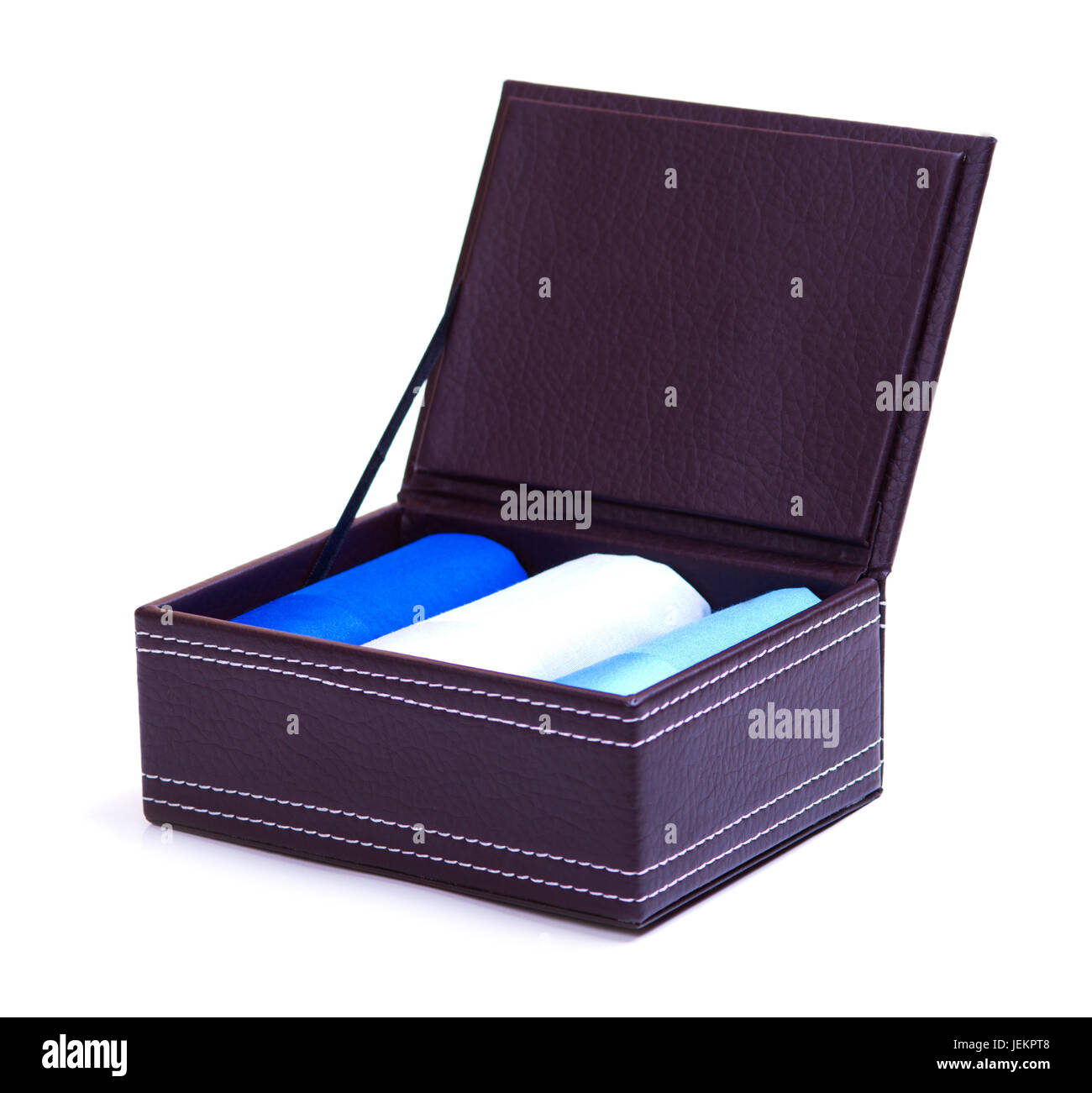 Box of textile handkerchiefs isolated Stock Photo - Alamy