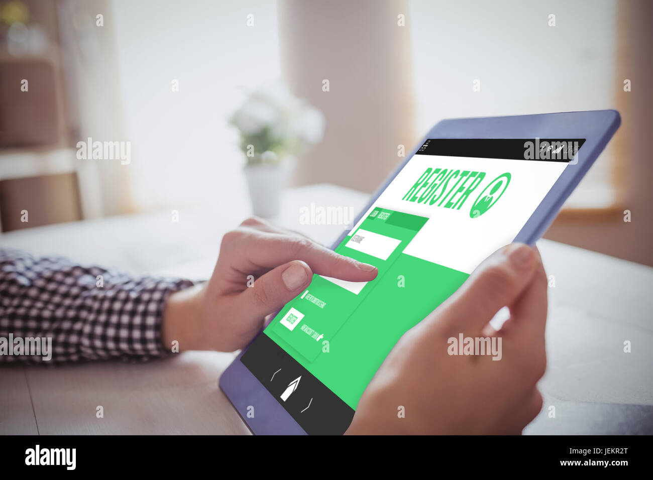 Composite image of computer register page Stock Photo - Alamy