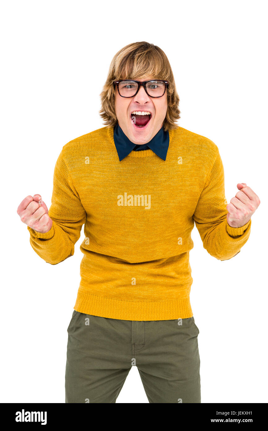 Portrait of hipster shouting Stock Photo - Alamy