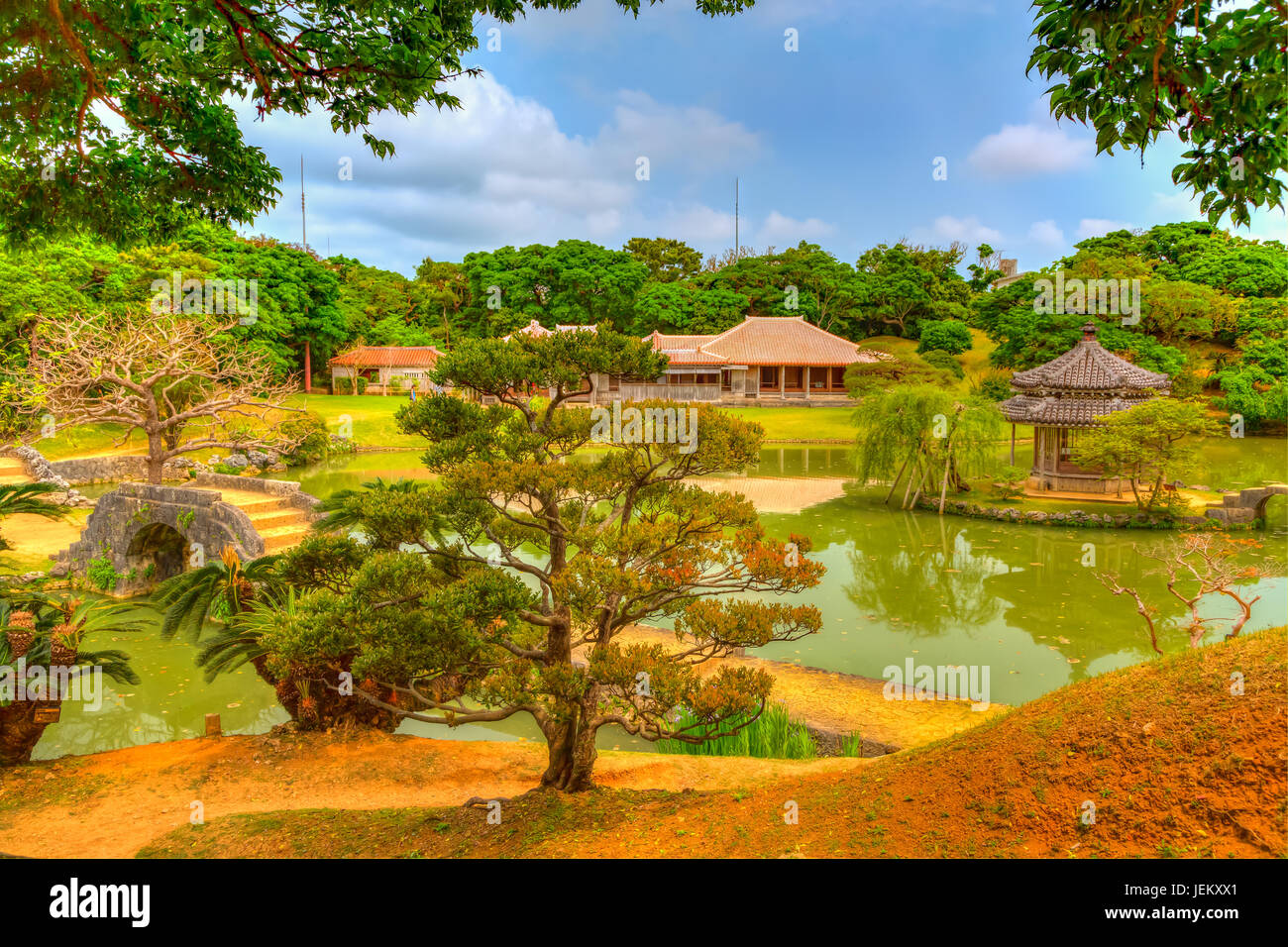 The gardens of Shikinaen, a former Royal residence are located on a ...
