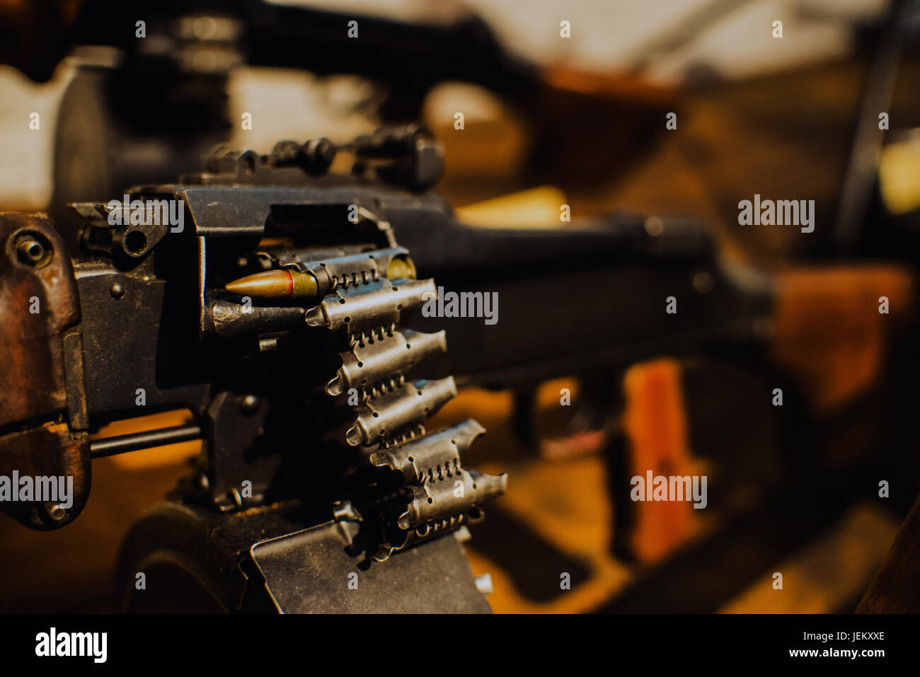 close up on last bullet in the machine gun Stock Photo - Alamy