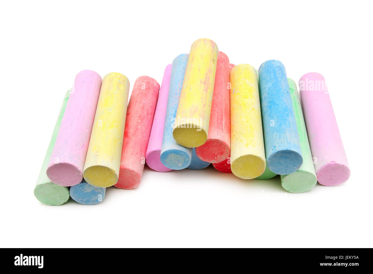 multicolored chalk isolated on a white background Stock Photo - Alamy