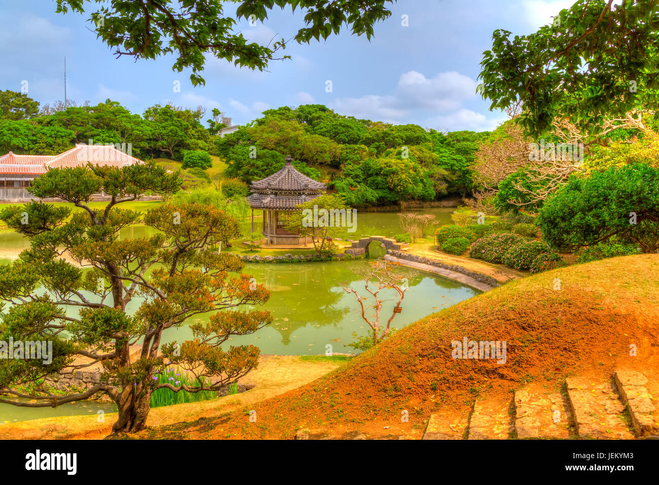 The gardens of Shikinaen, a former Royal residence are located on a ...