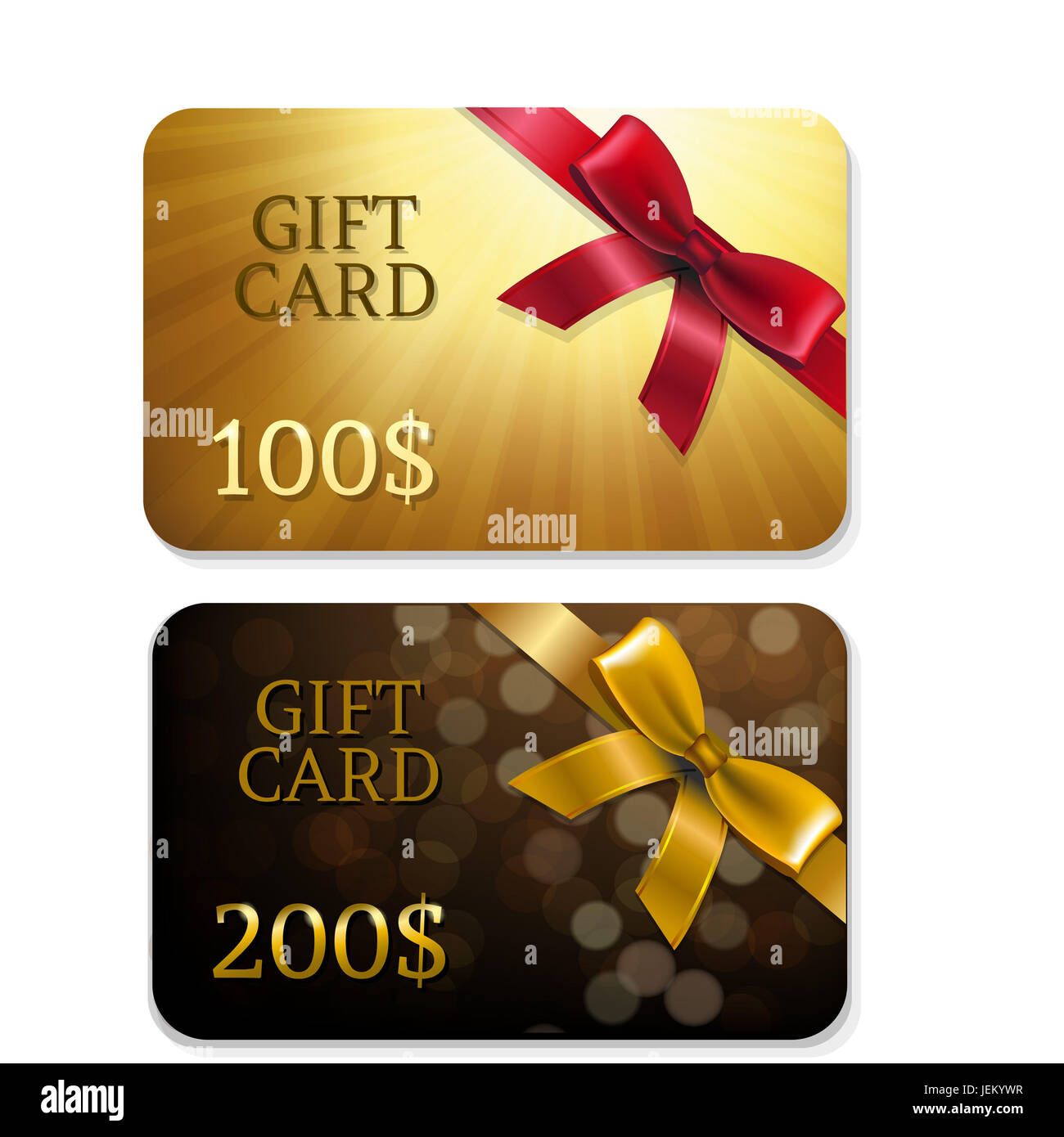 Golden Gift Cards Stock Photo - Alamy