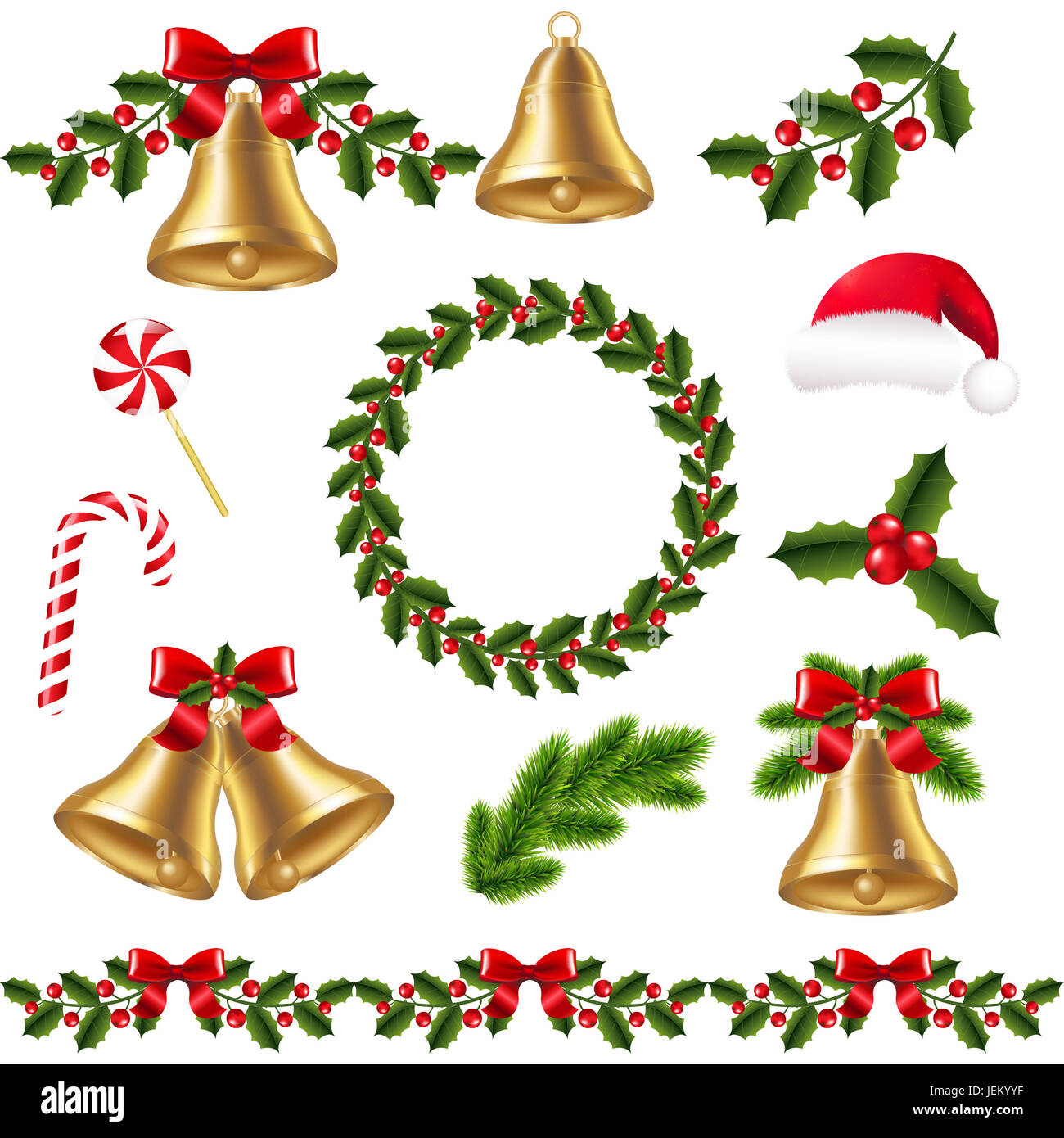 Christmas golden bells set Cut Out Stock Images & Pictures - Alamy