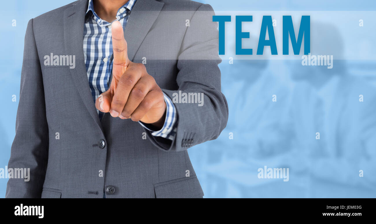Team against blue background Stock Photo - Alamy