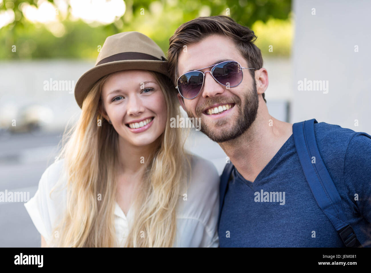 Hip couple posing for camera Stock Photo - Alamy