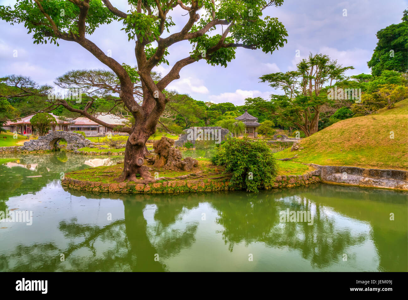 The gardens of Shikinaen, a former Royal residence are located on a ...