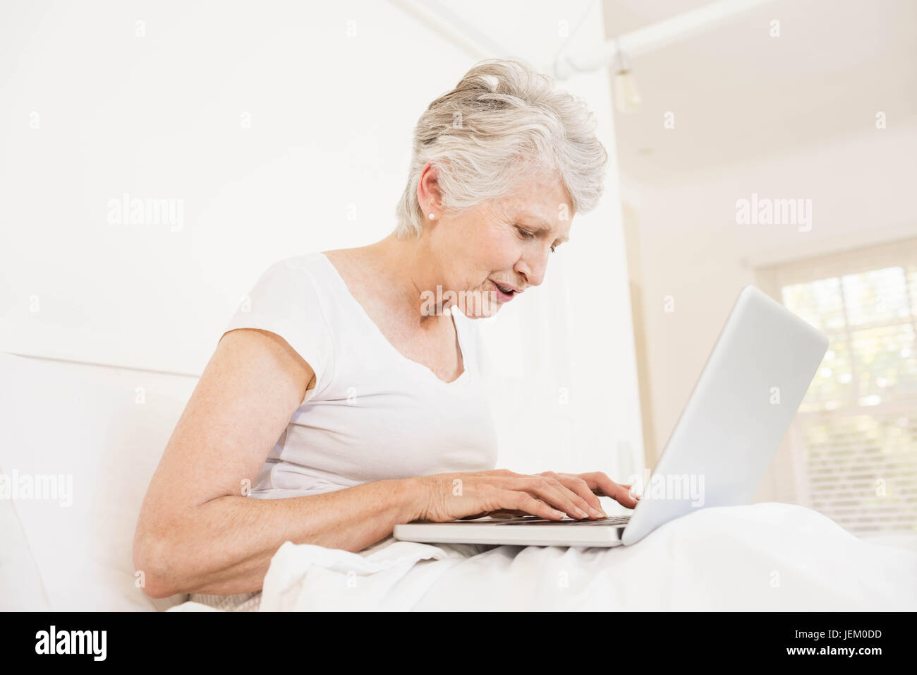 Mature woman using laptop Stock Photo - Alamy