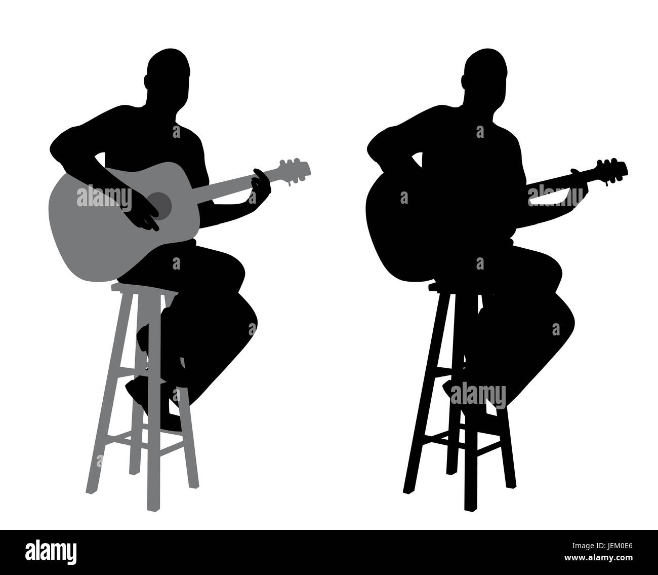 Guitar player sitting on a bar stool playing acoustic guitar Stock ...