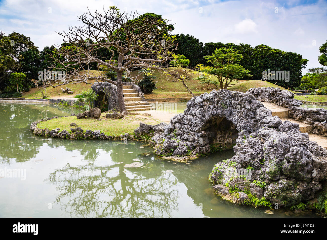 The gardens of Shikinaen, a former Royal residence are located on a ...