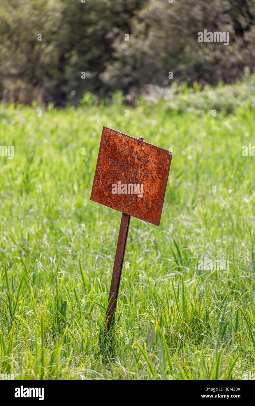 Heavily rusted almost illegible rusty Private Property sign in the ...