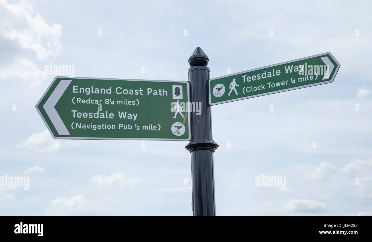 Direction sign for Teesdale Way and England Coast Path at Middlesbrough ...