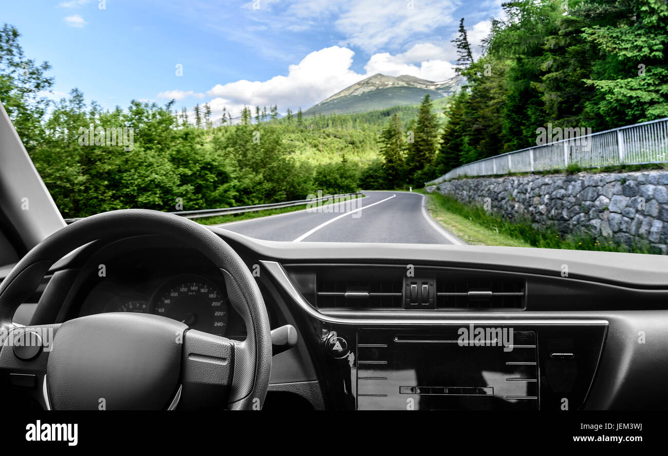 Car rushes along the highway. View from the cockpit Stock Photo - Alamy