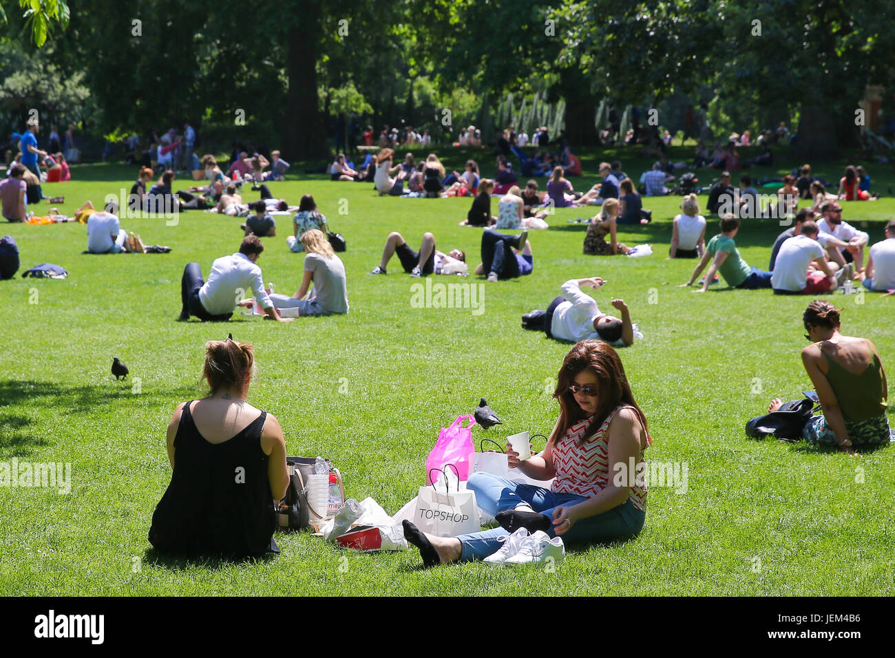 People enjoying the hot weather in London Featuring: Atmosphere Where ...