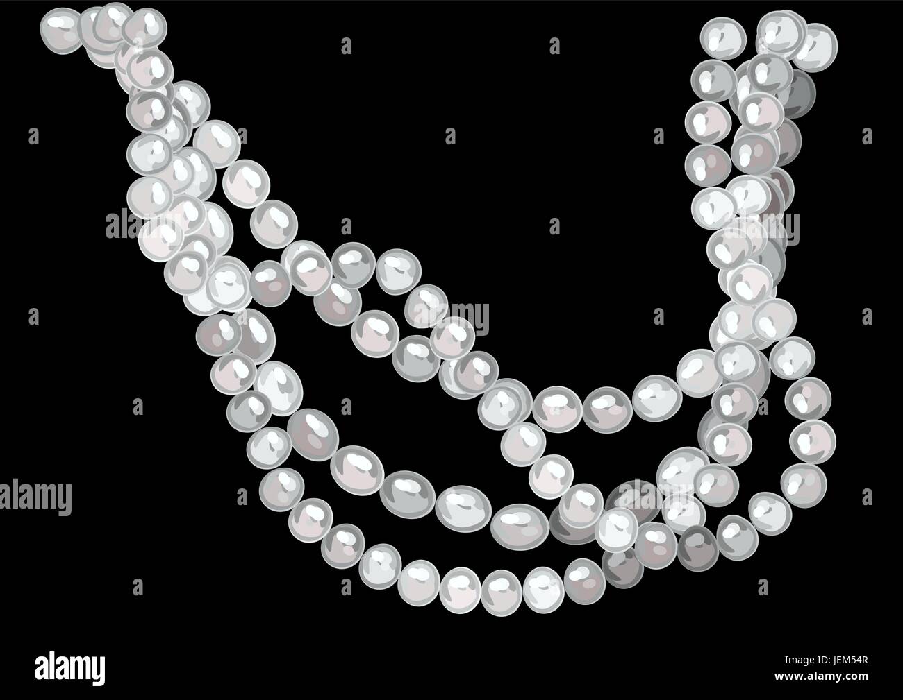 Strand Of Pearls On Black Background
