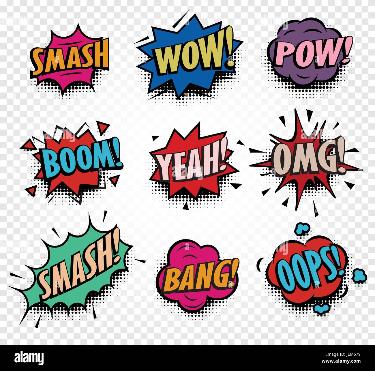 Isolated abstract colorful comics speech balloons icons collection on ...