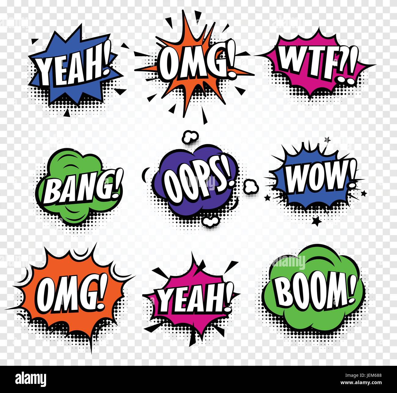 Isolated abstract colorful comics speech balloons icons collection on ...