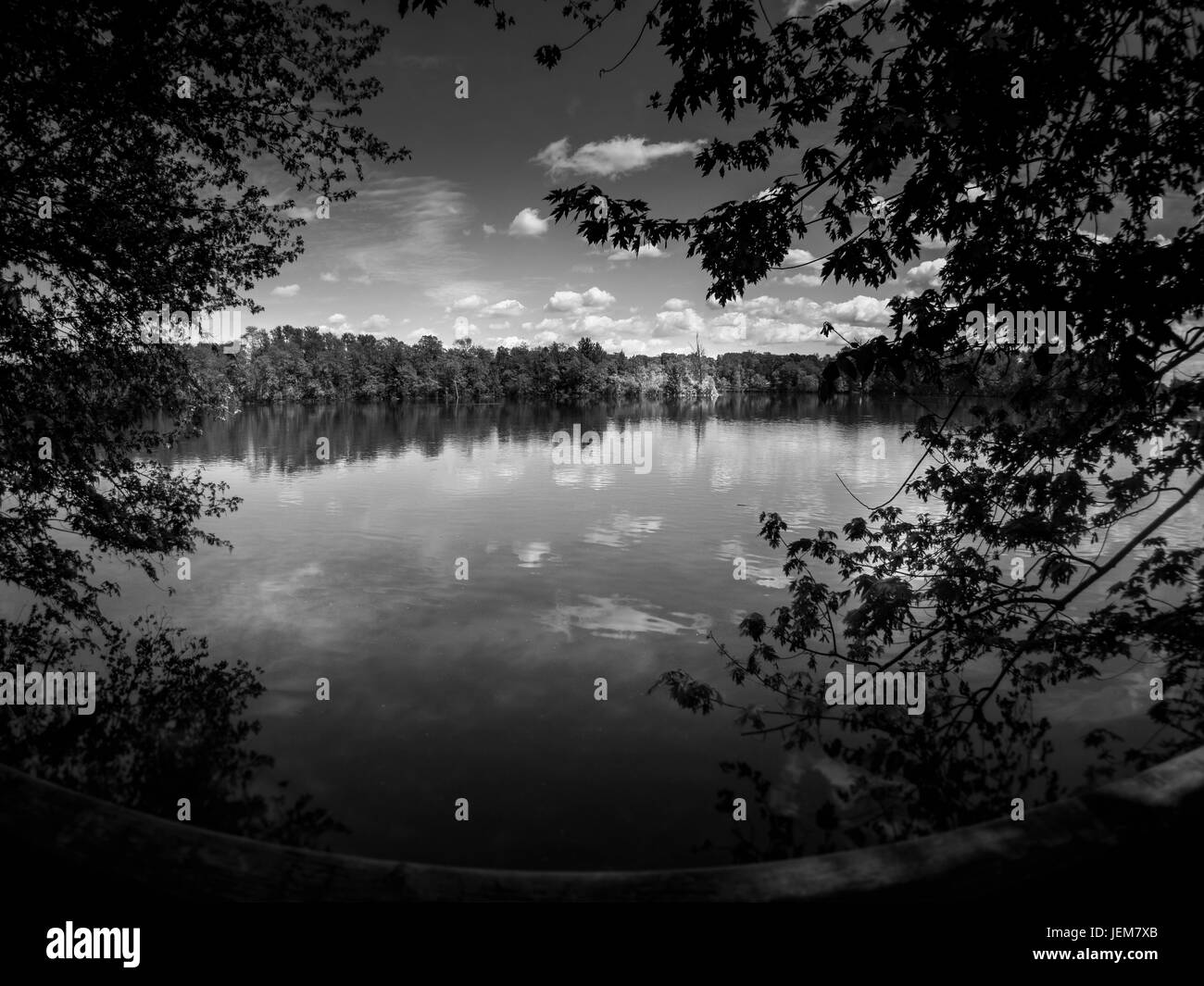 Spring water blue skies Black and White Stock Photos & Images - Alamy