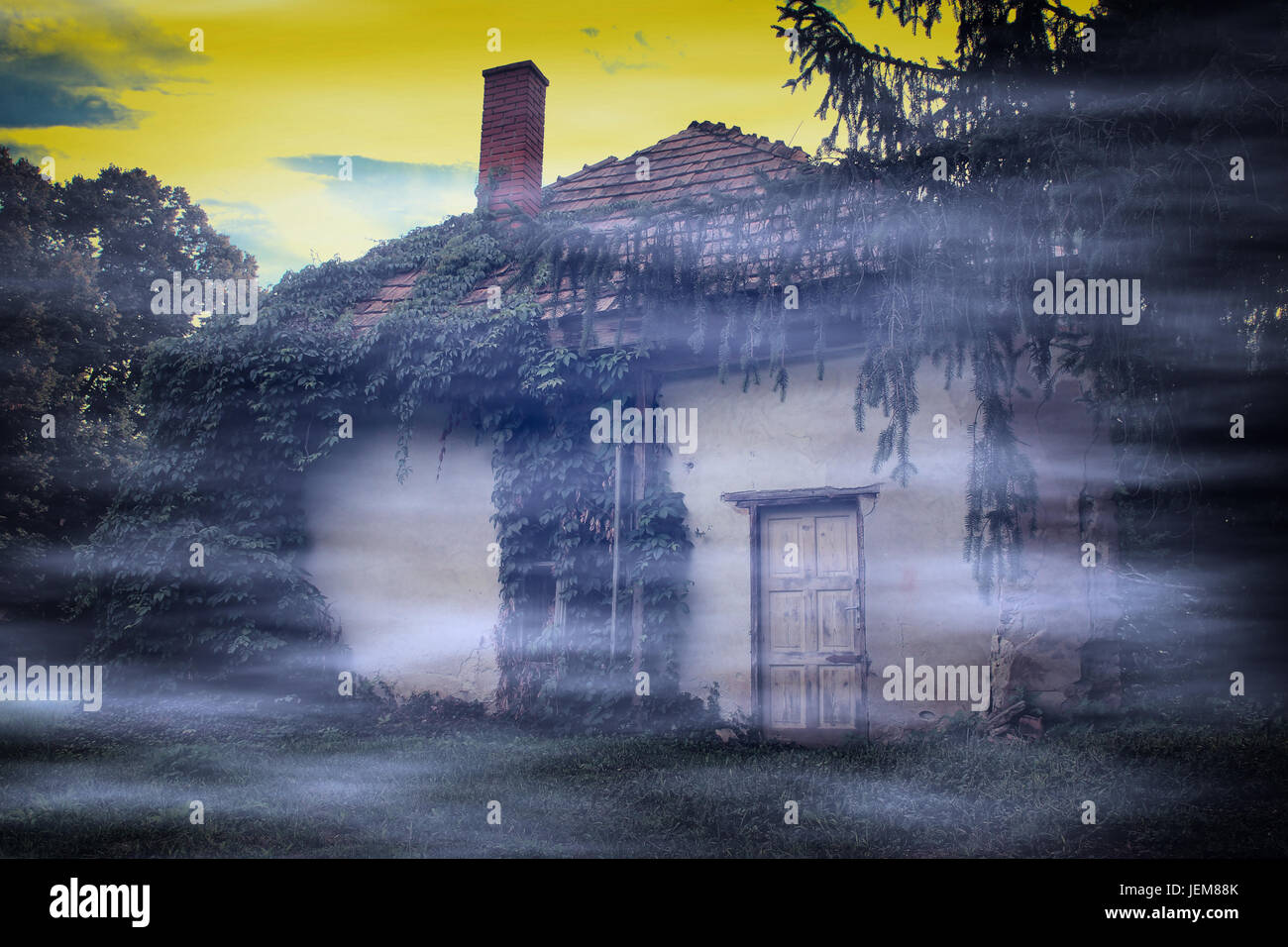 Vintage photo of spooky abandoned house Stock Photo - Alamy
