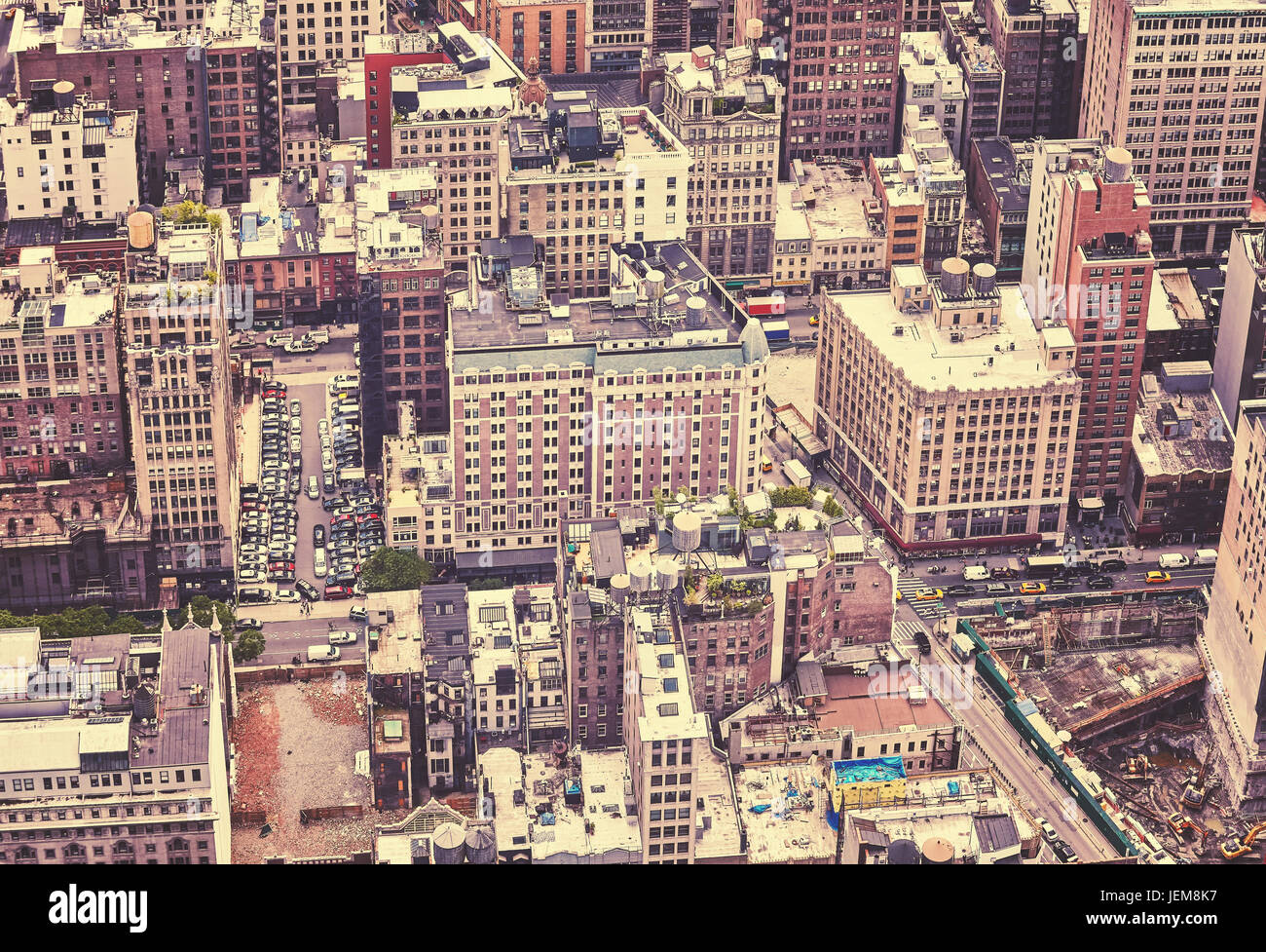 Aerial picture of Manhattan, color toning applied, New York City, USA ...
