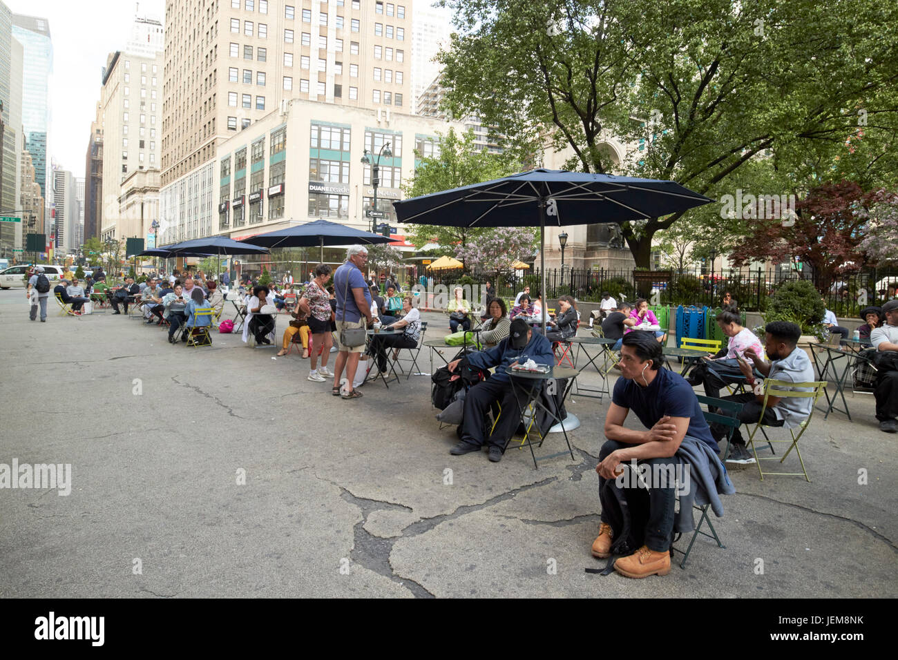 cafe tables on broadway boulevard Herald Square New York City USA Stock ...