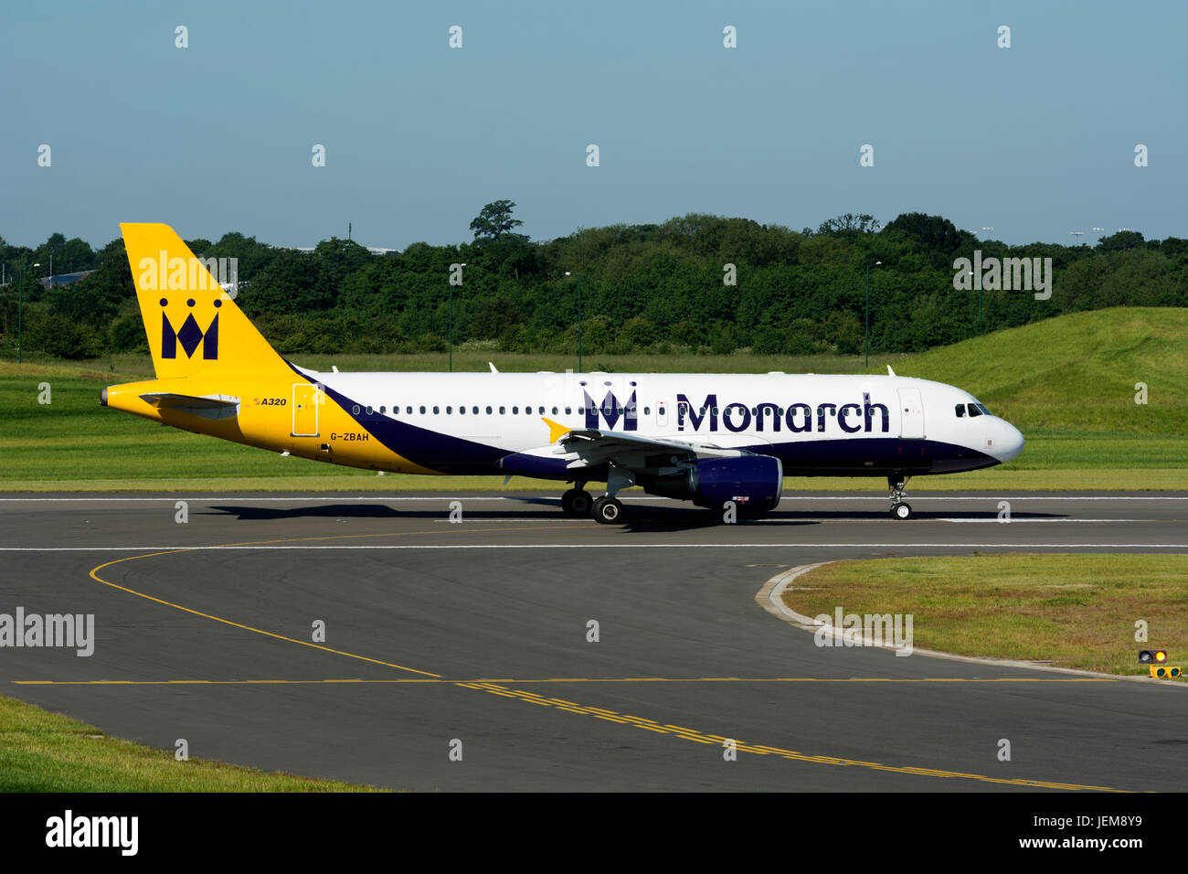 Monarch Airlines Airbus A320 ready for take off at Birmingham Airport ...