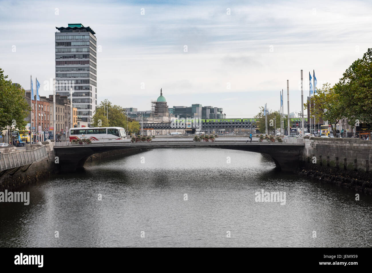 The Rosie Hackett Bridge spanning the River Liffey in Dublin, Ireland ...
