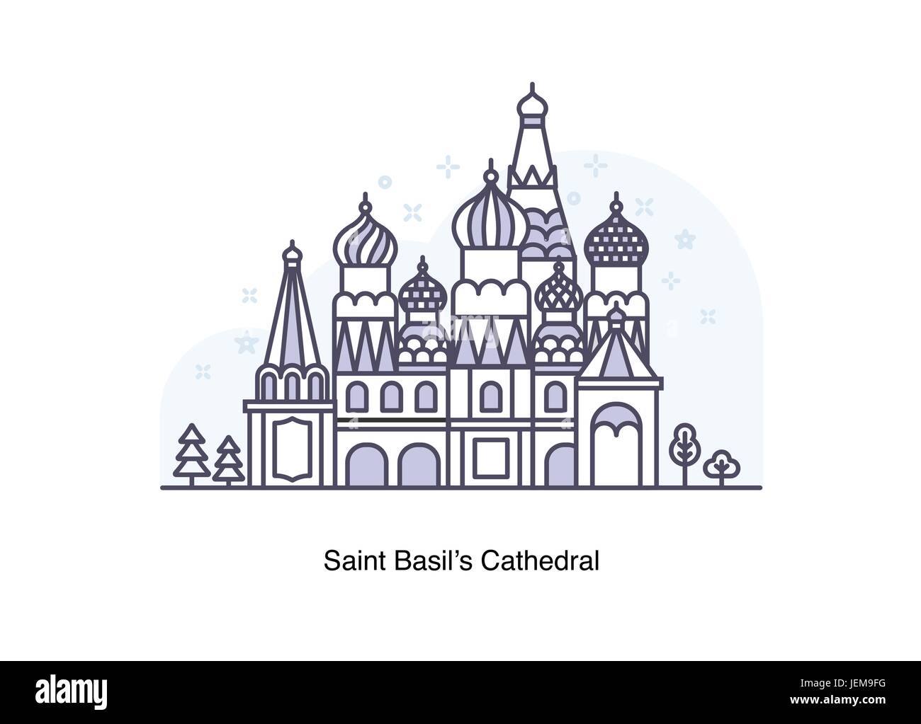 Vector line illustration of St Basil Cathedral, Moscow, Russia Stock ...
