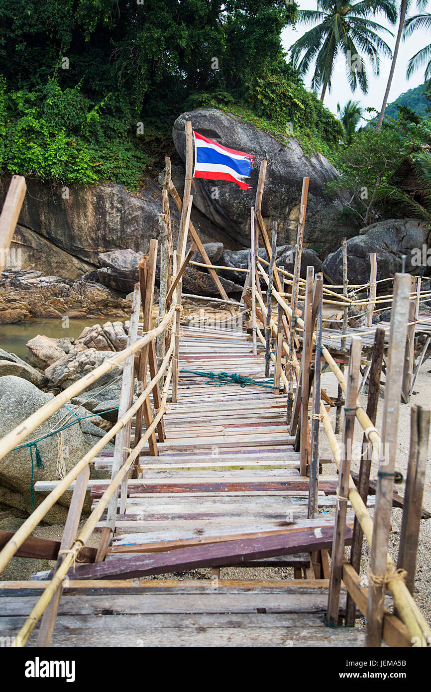 Wooden bridge at Ko Pha Ngan in Thailand Stock Photo - Alamy