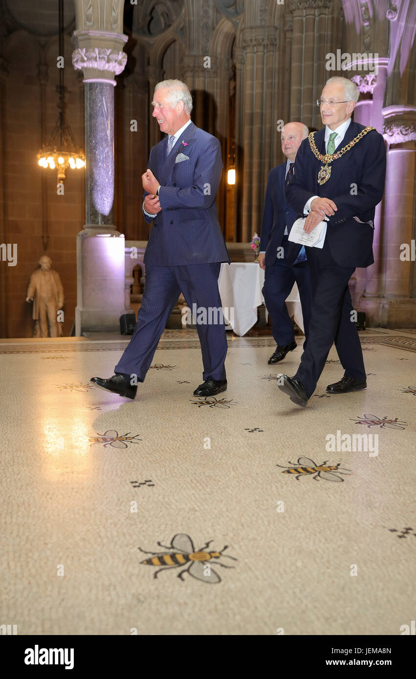 The Prince of Wales attends a reception in Manchester Town Hall to ...