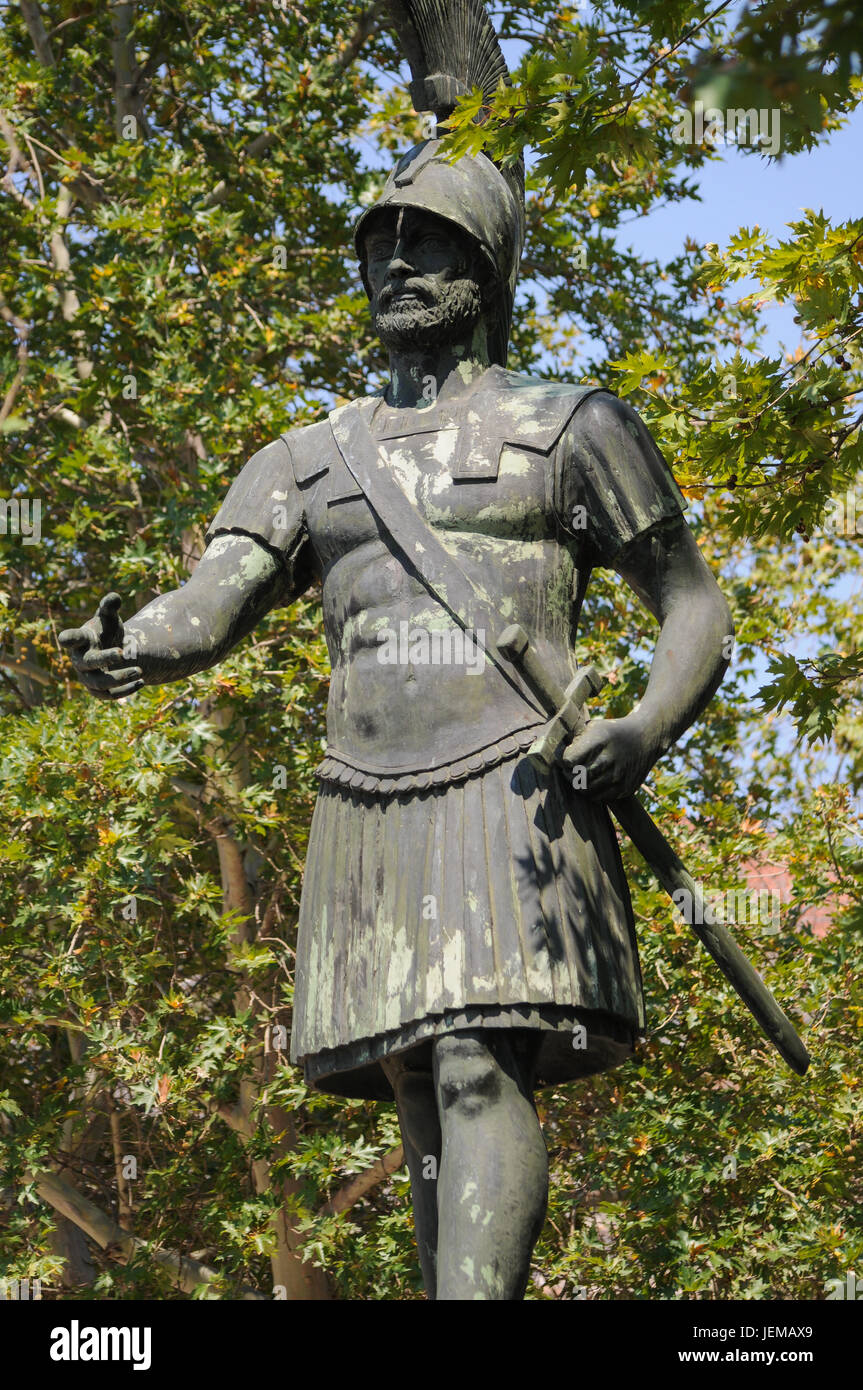 Statue of ancient Greek politician Themistocle at Piraeus, Greece Stock ...