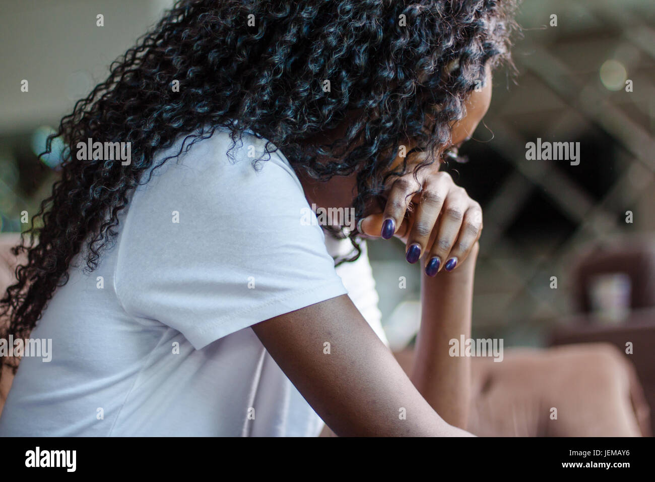 Black african woman crying hi-res stock photography and images - Alamy