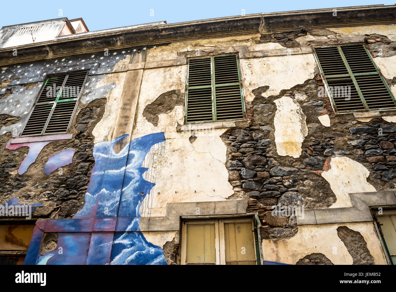 Santa Maria Street in Funchal Madeira with its painted doors and walls ...