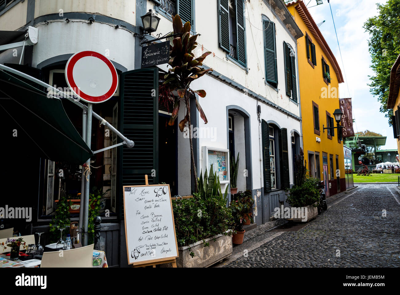 Santa Maria Street in Funchal Madeira with its painted doors and walls ...