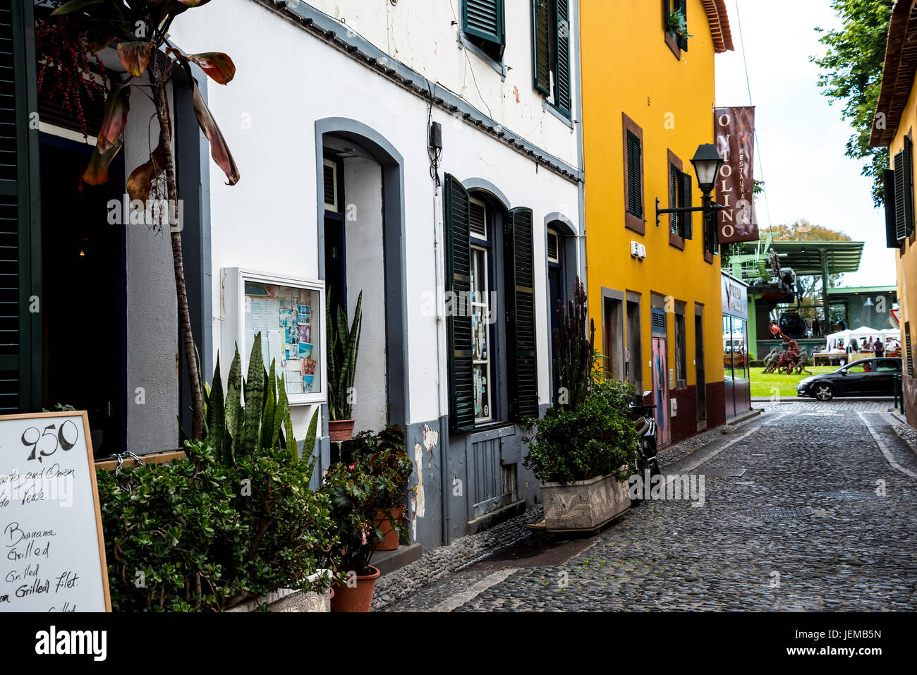 Santa Maria Street in Funchal Madeira with its painted doors and walls ...