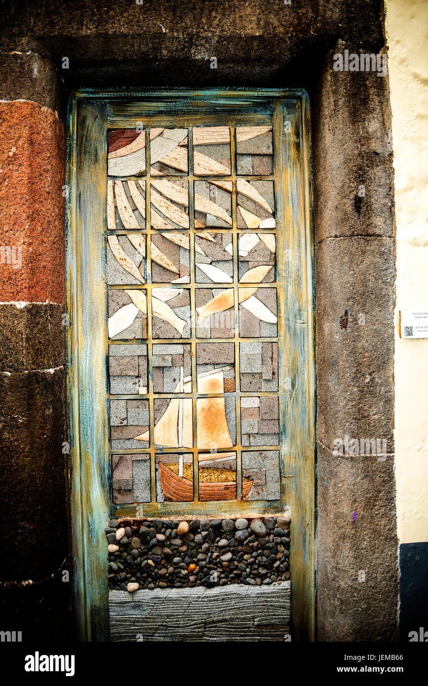 Santa Maria Street in Funchal Madeira with its painted doors and walls ...