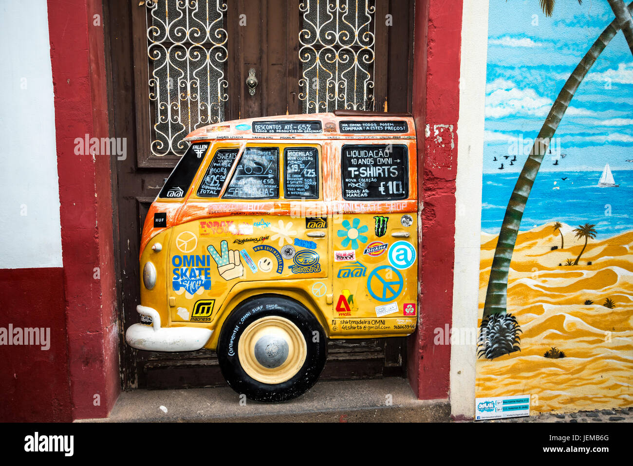 Santa Maria Street in Funchal Madeira with its painted doors and walls ...