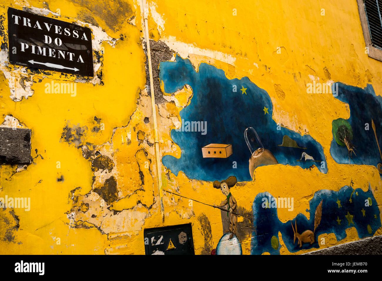 Santa Maria Street in Funchal Madeira with its painted doors and walls ...