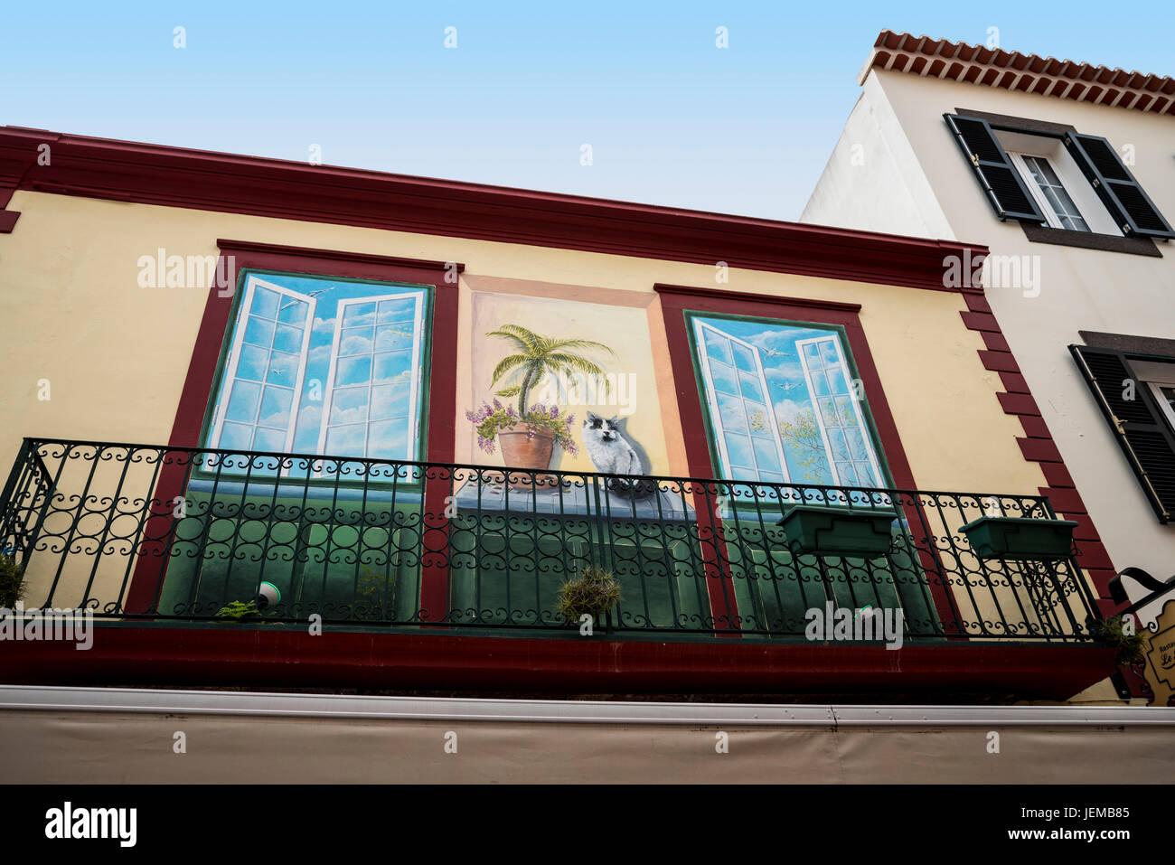 Santa Maria Street in Funchal Madeira with its painted doors and walls ...
